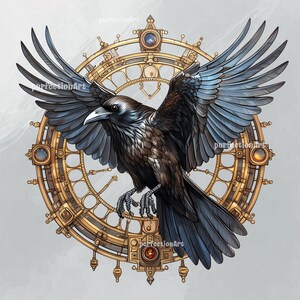 Steampunk Crows Clipart Bundle, 10 Steampunk Themed Crow PNG Images ...
