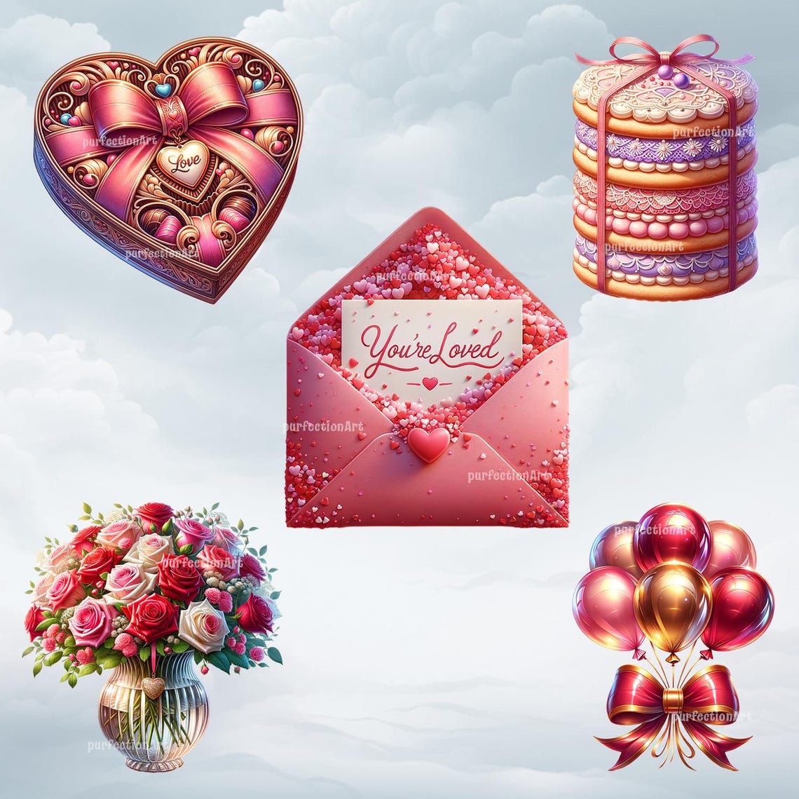 Valentine's Day Set Clipart Bundle: 20 Romantic Valentine's Day-themed ...