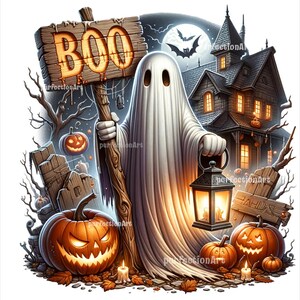 Halloween Ghosts Clipart Bundle, 13 Fun and Spooky Halloween Themed ...