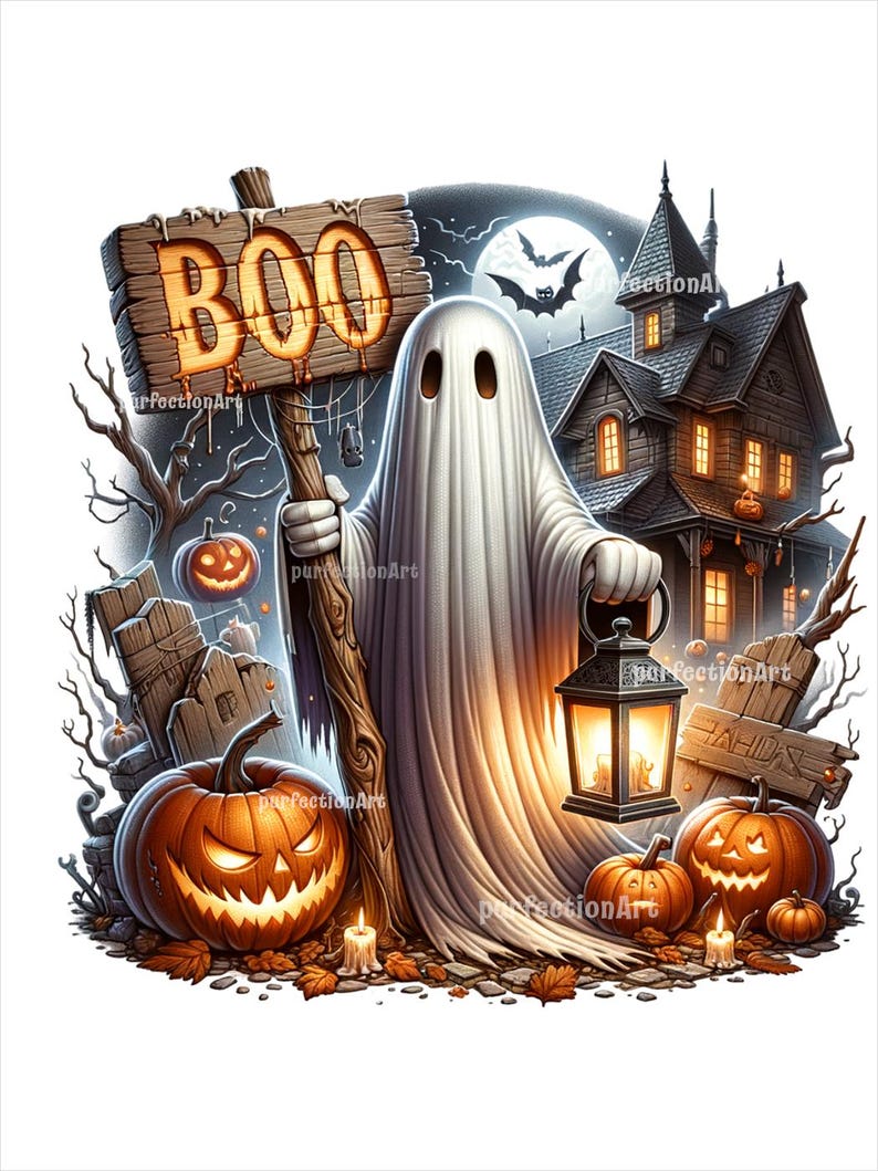 Halloween Ghosts Clipart Bundle, 13 Fun and Spooky Halloween Themed ...