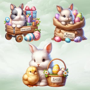 Bunny Express Clipart Bundle – 11 Cute Easter Bunnies, PNG Images ...
