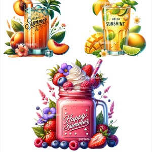 Summer Drinks Clipart Bundle: 12 Fruity and Refreshing Summer Themed ...
