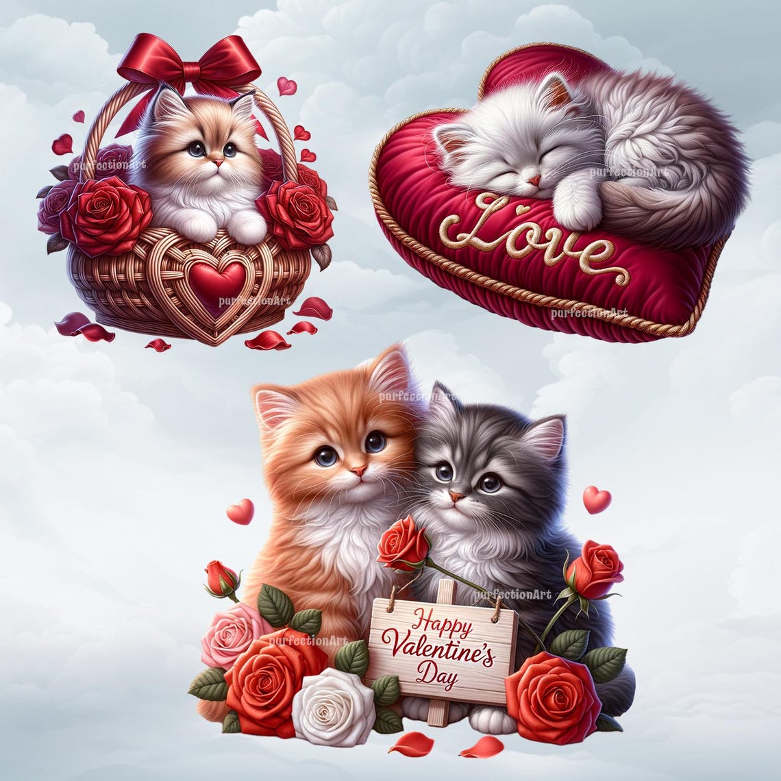 Valentine Cats Clipart Bundle - 18 Adorable Valentine's Day-themed ...