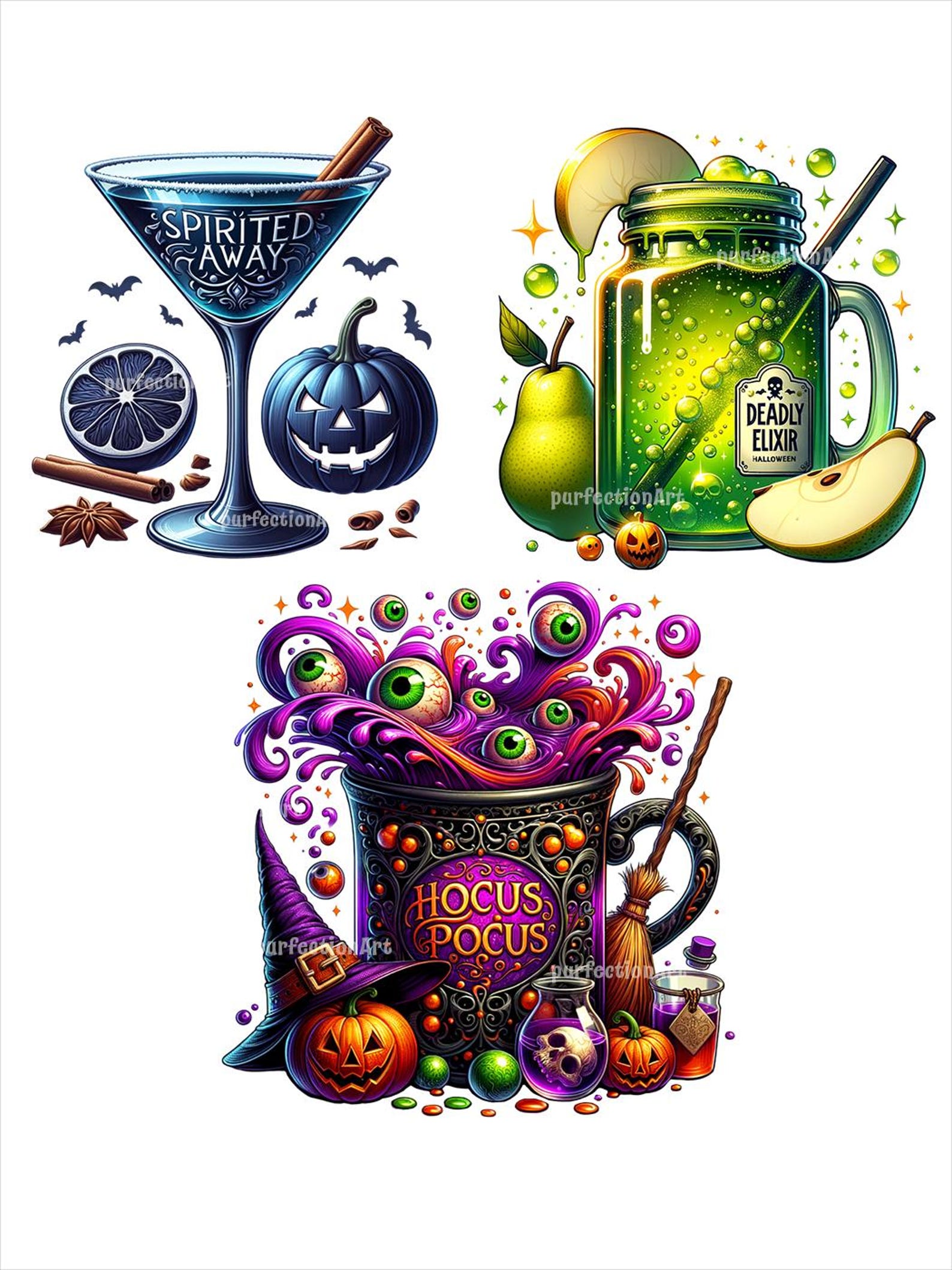 Spooky Drinks Clipart Bundle, 13 Spooky and Cute Halloween Themed ...