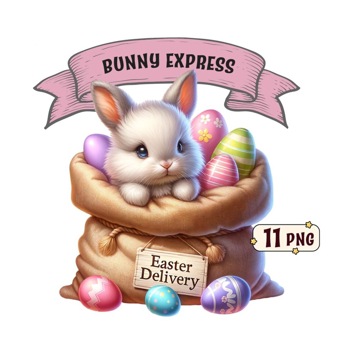 Bunny Express Clipart Bundle – 11 Cute Easter Bunnies, PNG Images ...