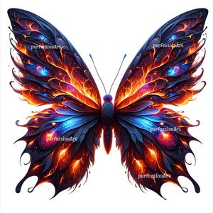 Fire Butterflies Clipart Bundle, 10 Beautiful Fire Themed Butterfly PNG ...