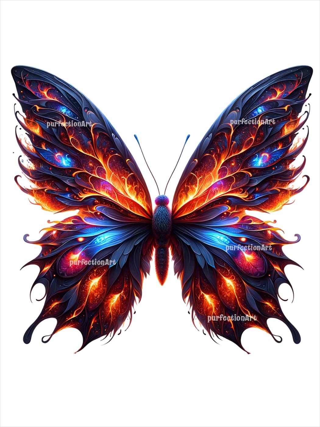 Fire Butterflies Clipart Bundle, 10 Beautiful Fire Themed Butterfly PNG ...