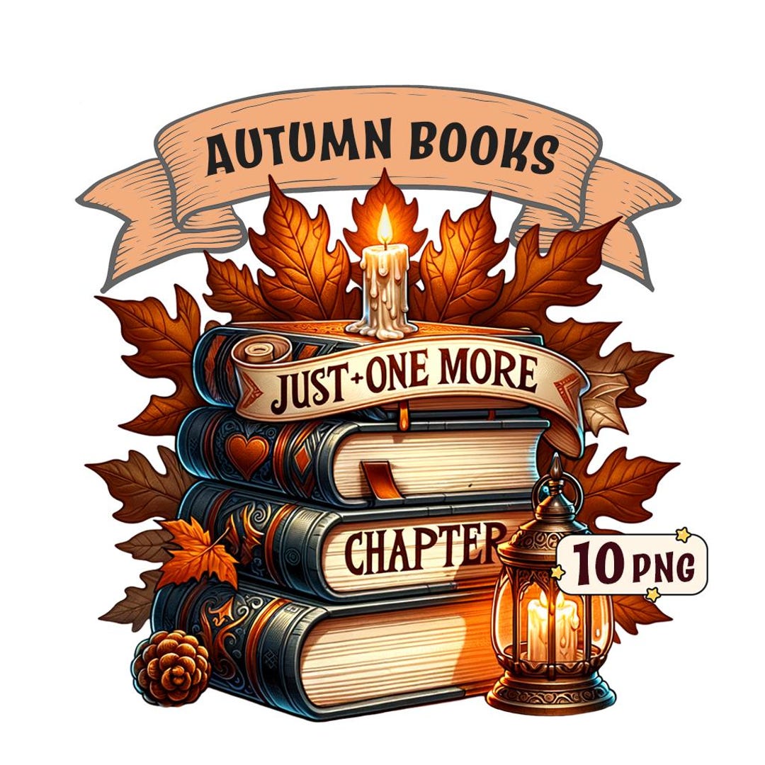 Autumn Books Clipart Bundle – 10 Cozy Bookish Illustrations, Whimsical ...