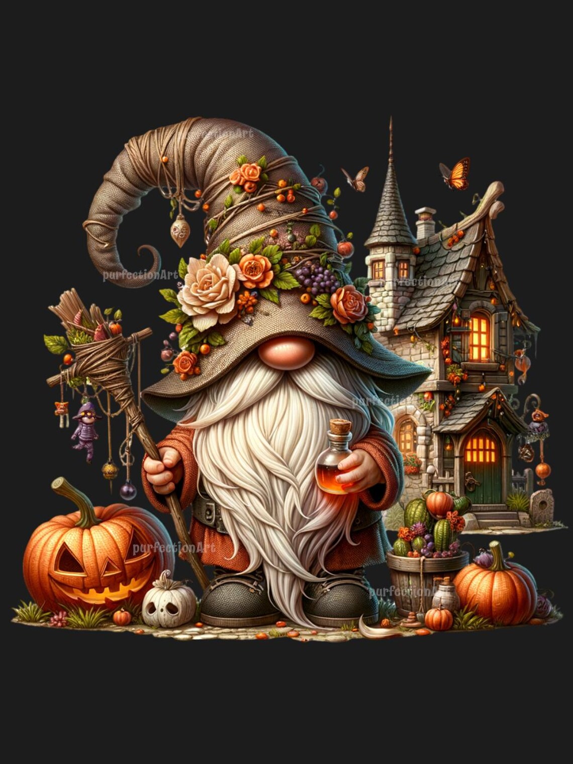 Witch Gnomes Clipart Bundle: 10 Halloween-themed Witchy Gnomes, PNG ...