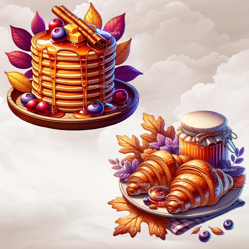 Autumn Breakfast Clipart Bundle – 10 Fall Breakfast Illustrations, Cozy ...
