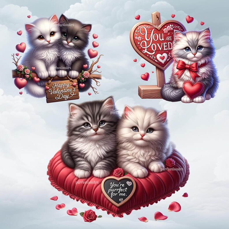 Valentine Cats Clipart Bundle - 18 Adorable Valentine's Day-themed ...