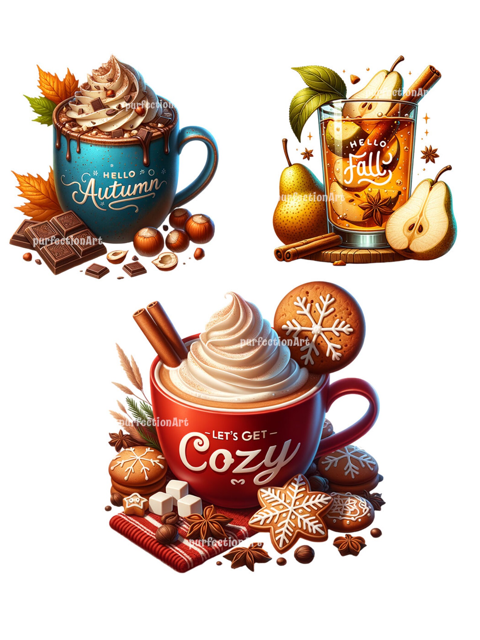 Fall Drinks Clipart Bundle, 12 Delicious and Cozy Looking Fall Themed ...