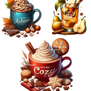 Fall Drinks Clipart Bundle, 12 Delicious and Cozy Looking Fall Themed ...