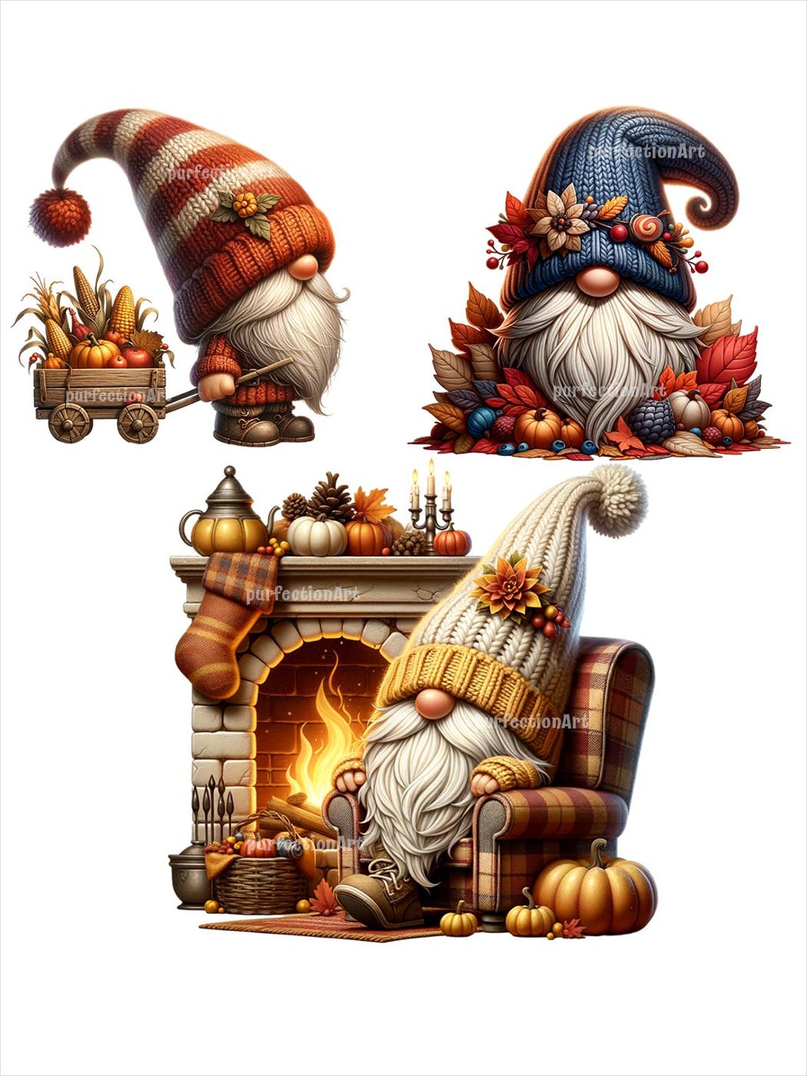 Thanksgiving Gnomes Clipart Bundle, 11 Cute Thanksgiving Themed Gnomes ...