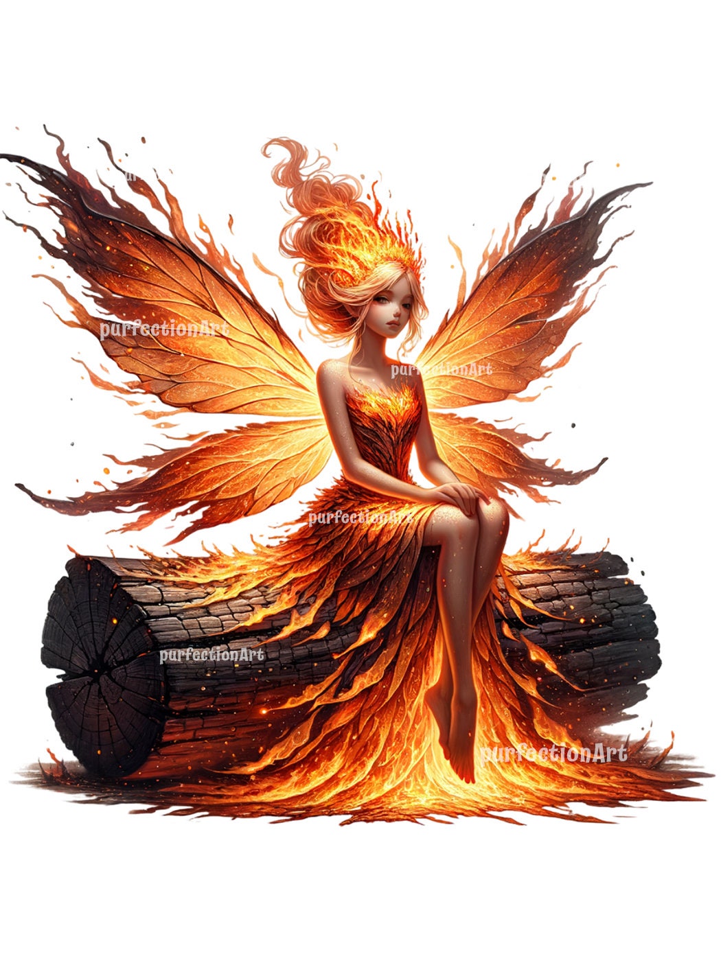 Fire Fairies Clipart Bundle, 10 Beautiful Fire Themed Fairy PNG Images With Transparent ...