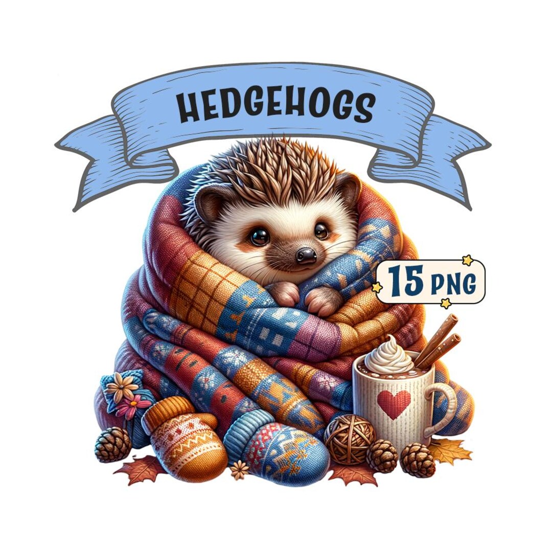Hedgehogs Clipart Bundle – 15 Cute Hedgehog PNG Images in Various ...