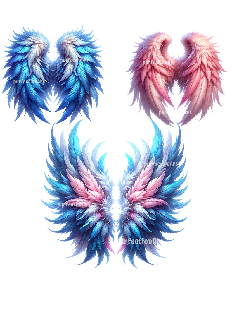 Feather Wings Clipart Bundle, 13 Beautiful Soft and Fluffy Feather ...