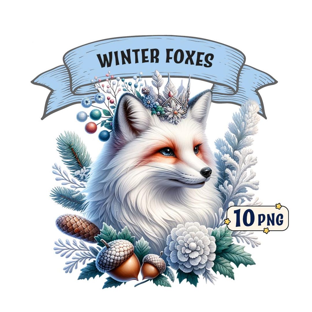 Winter Foxes Clipart Bundle: 10 Majestic and Cute Winter-themed Snow ...