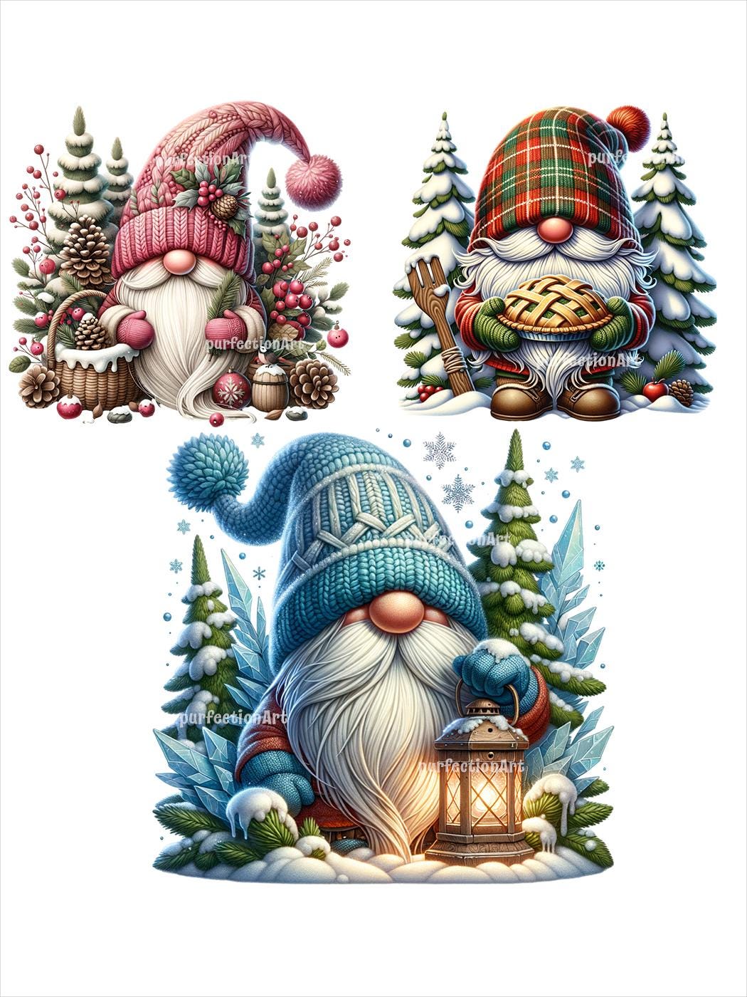 Winter Gnomes Clipart Bundle, 10 Cute Winter Themed Cozy Gnomes, PNG ...
