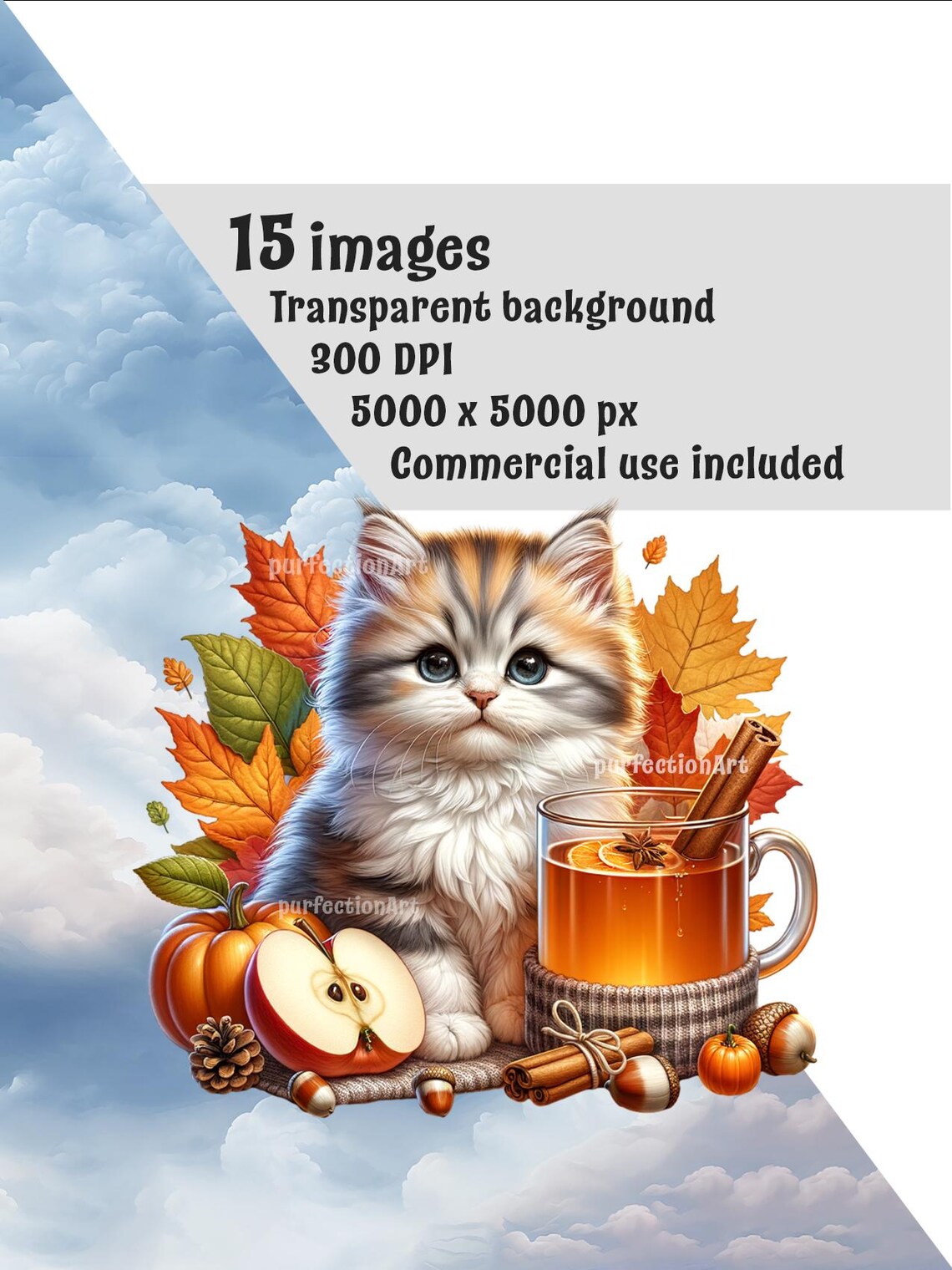 Fall Feast of Pets Clipart Bundle, 15 Fall Themed Foods and Drinks With ...