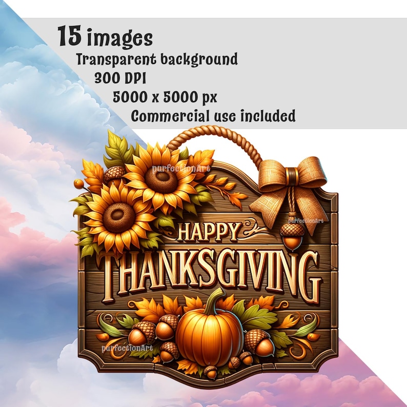 Thanksgiving Signs Clipart Bundle: 15 Wooden Fall-themed Festive ...
