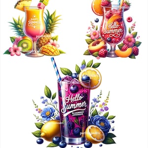 Summer Drinks Clipart Bundle: 12 Fruity and Refreshing Summer Themed ...