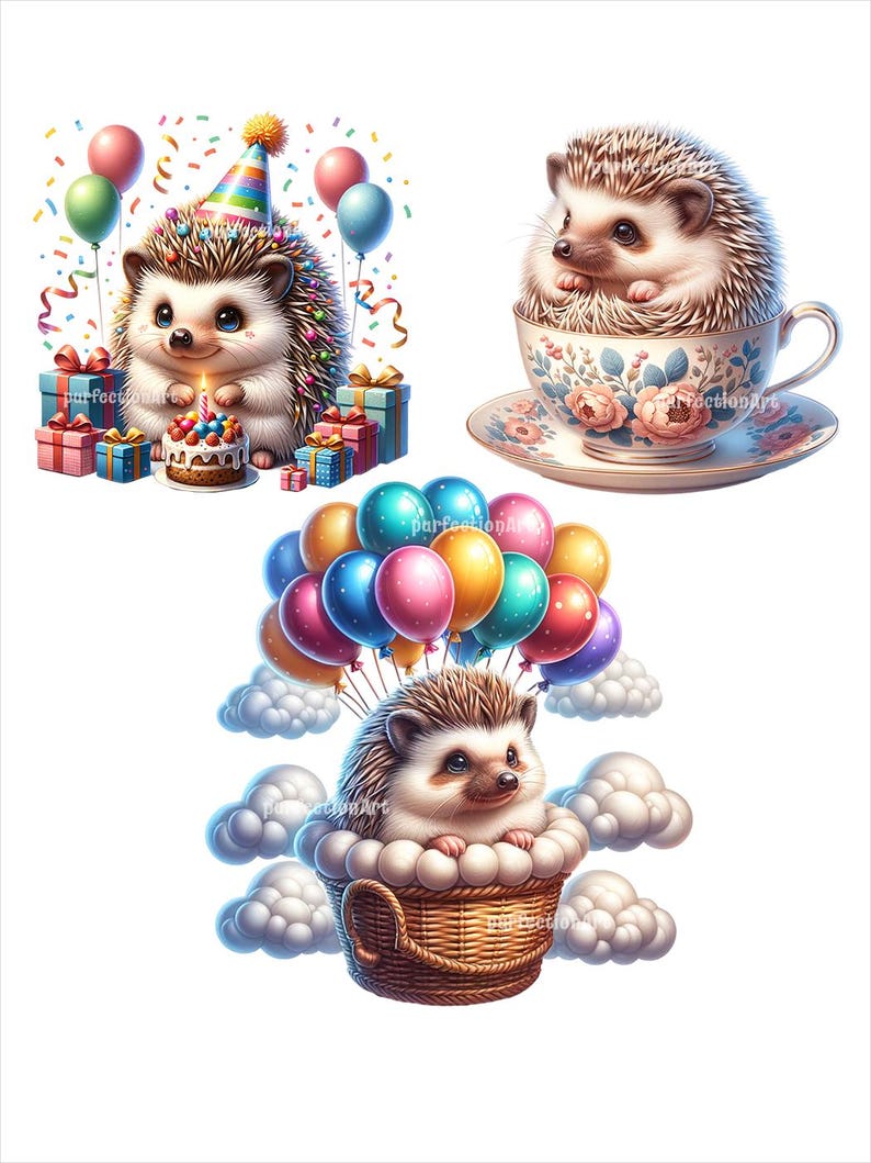 Hedgehogs Clipart Bundle – 15 Cute Hedgehog PNG Images in Various ...