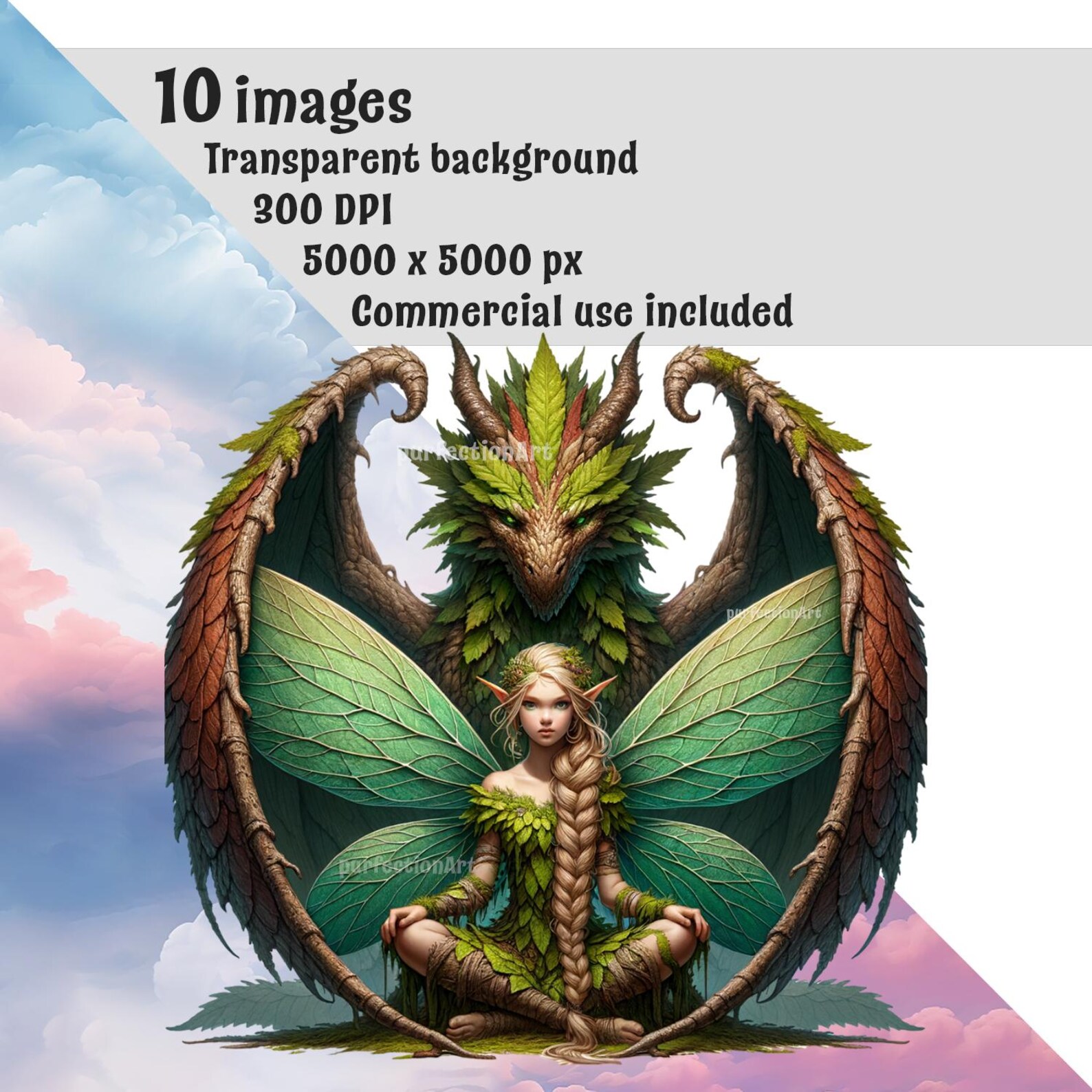 Earth Dragon Fairies Clipart Bundle – 10 Nature Themed Fairies With ...