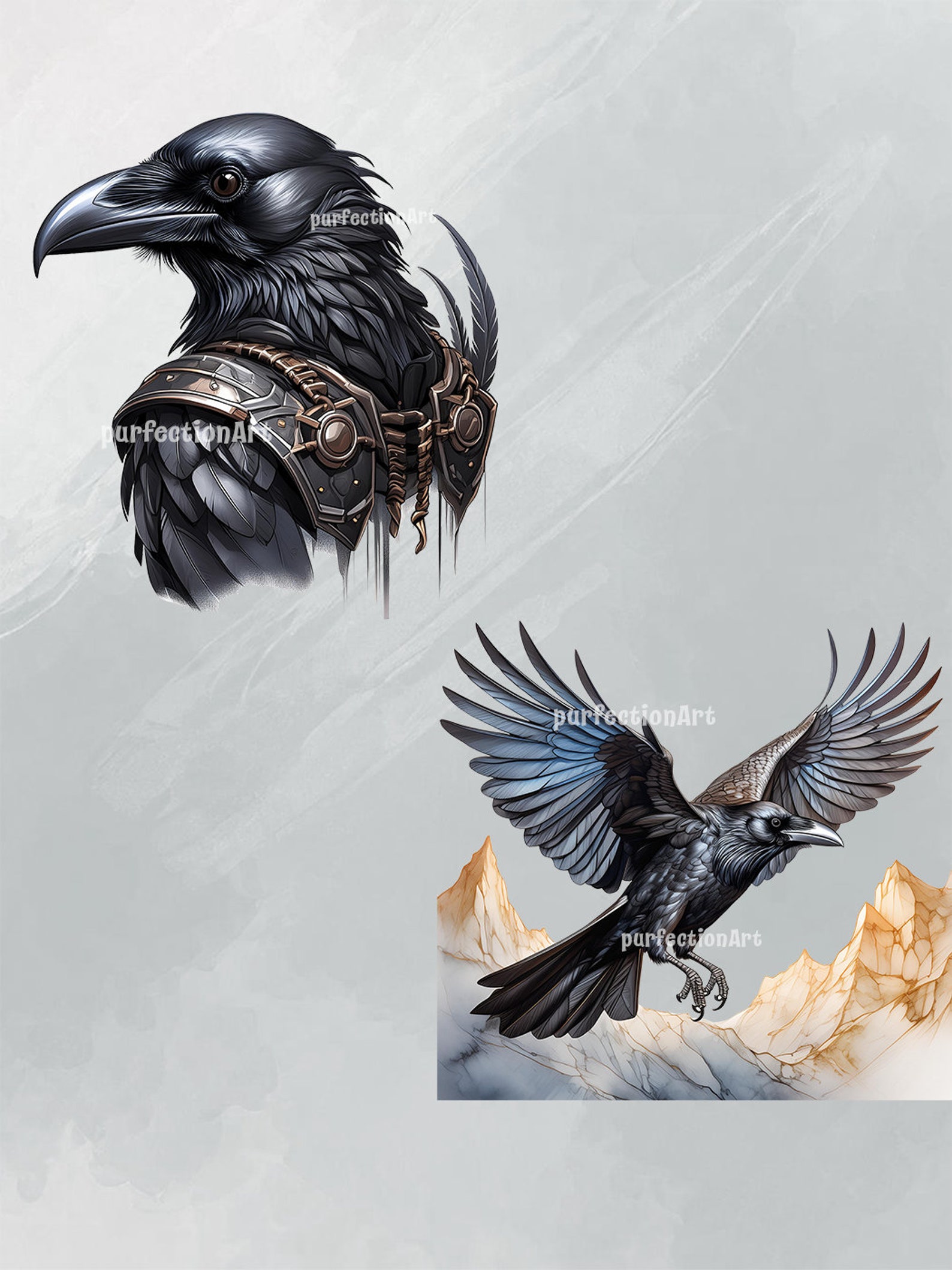 Steampunk Crows Clipart Bundle, 10 Steampunk Themed Crow PNG Images ...