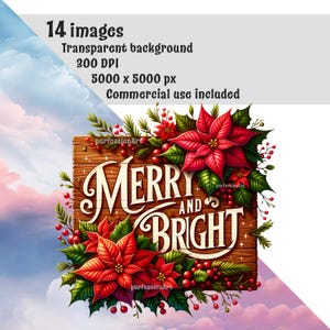 Christmas Signs Clipart Bundle, 14 Christmas Themed Festive Wooden ...