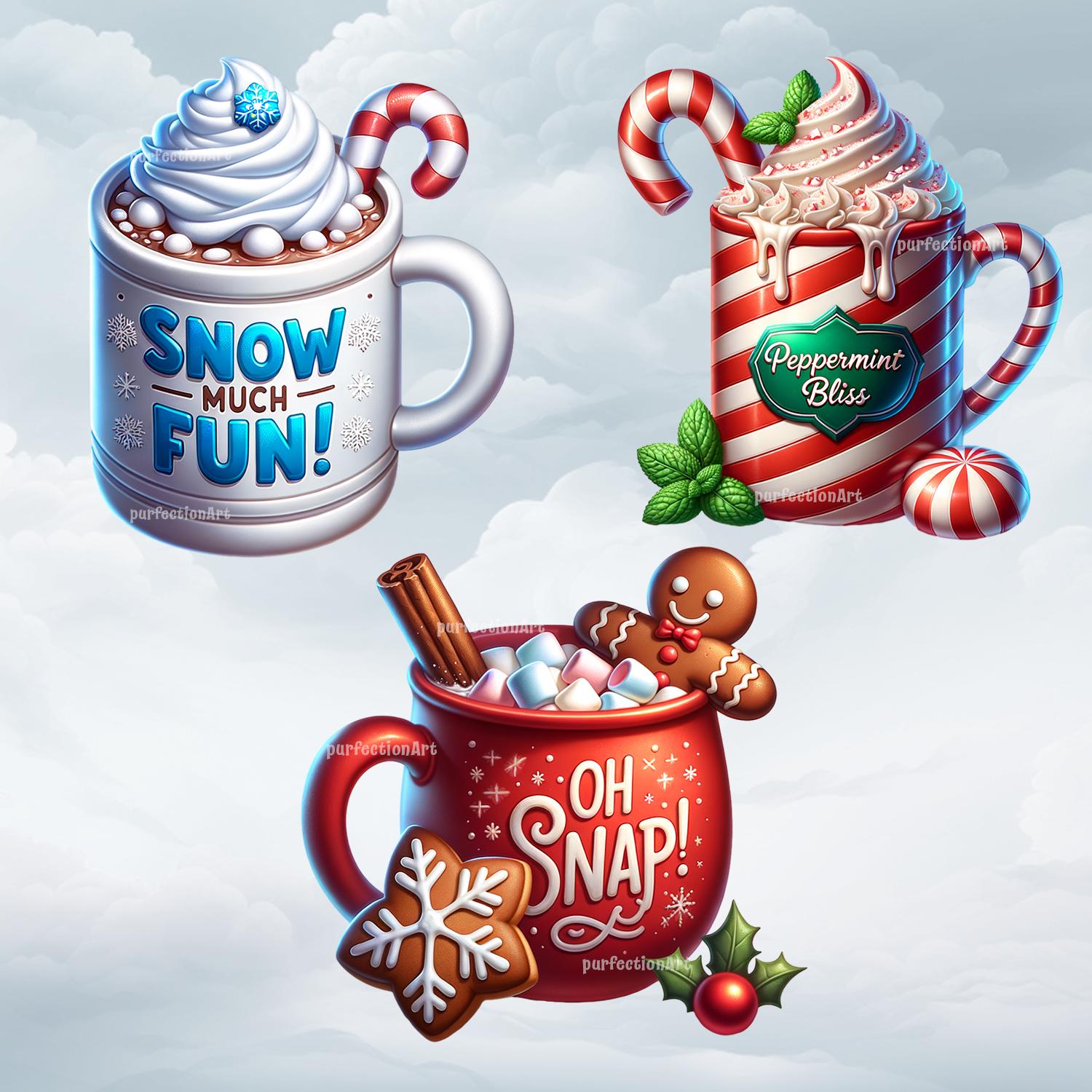 Christmas Mugs Clipart Bundle, 11 Cozy and Fun Christmas Themed Mugs ...