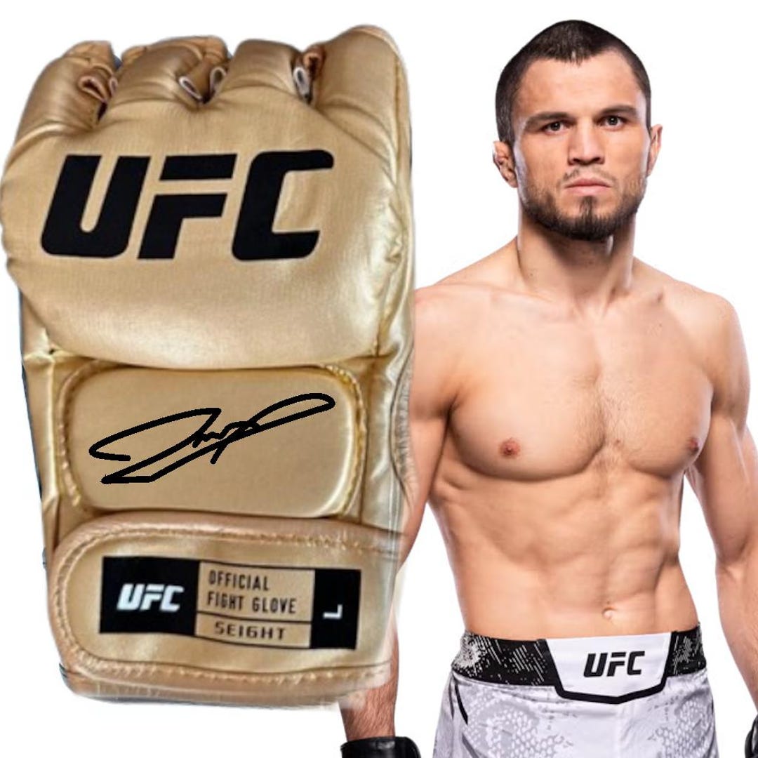 Umar Nurmagomedov Autographed Gold UFC MMA Fighting Glove Memorabilia W ...