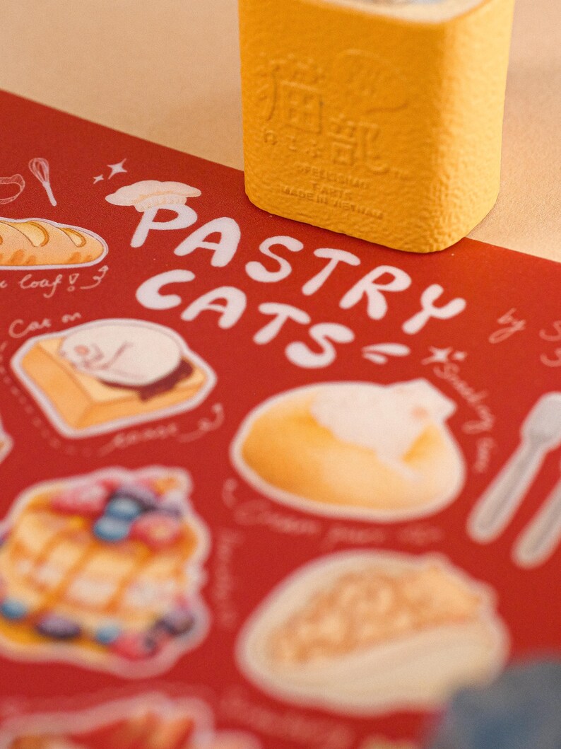Pastry Cat Sticker Sheet: Kawaii Dessert Stickers for Planners - Etsy