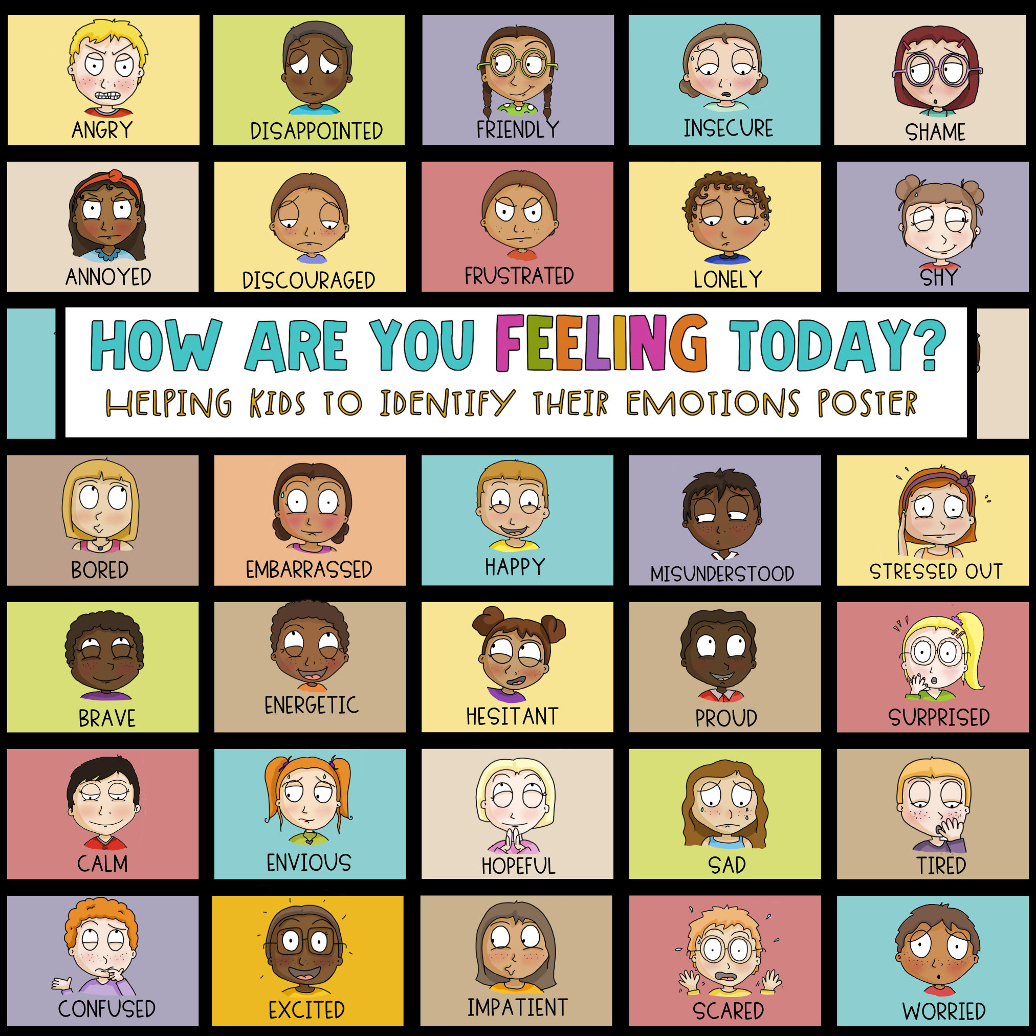 Multicultural Feelings Chart | Emotion Checklist + Poster for SEL ...