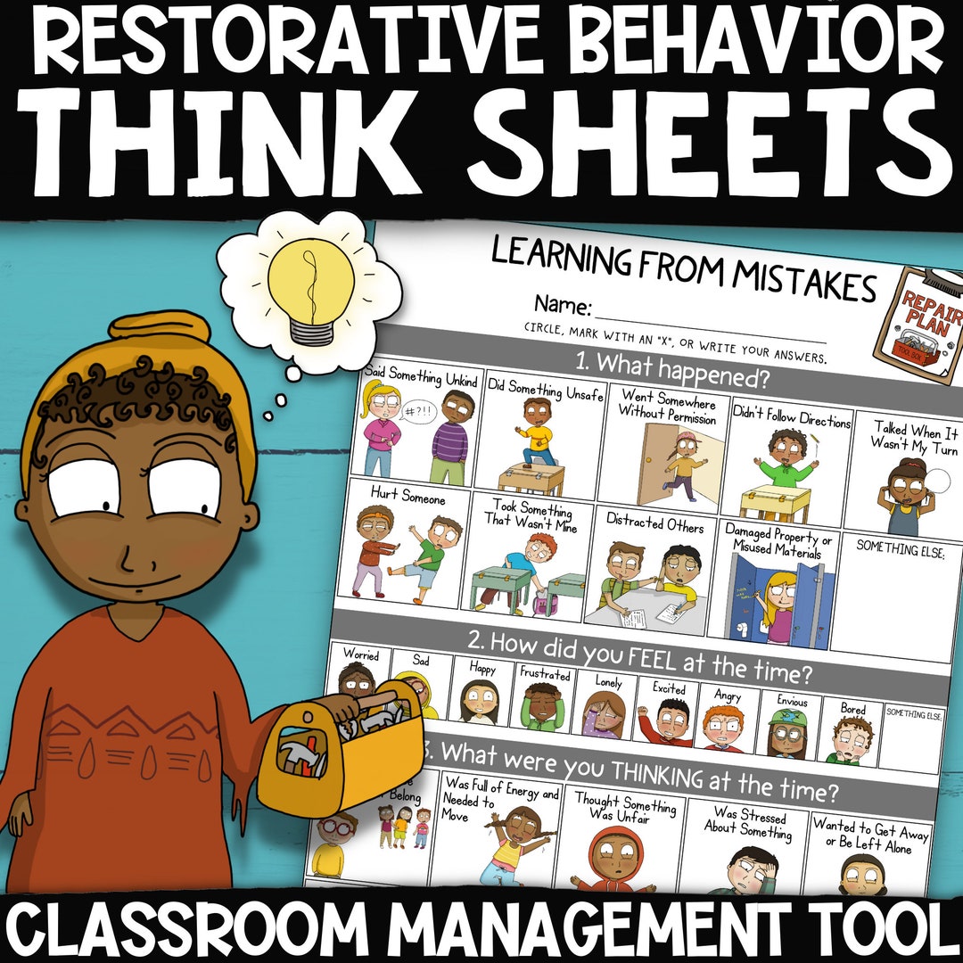 Behavior Reflection Think Sheets: Conflict Resolution Restorative ...