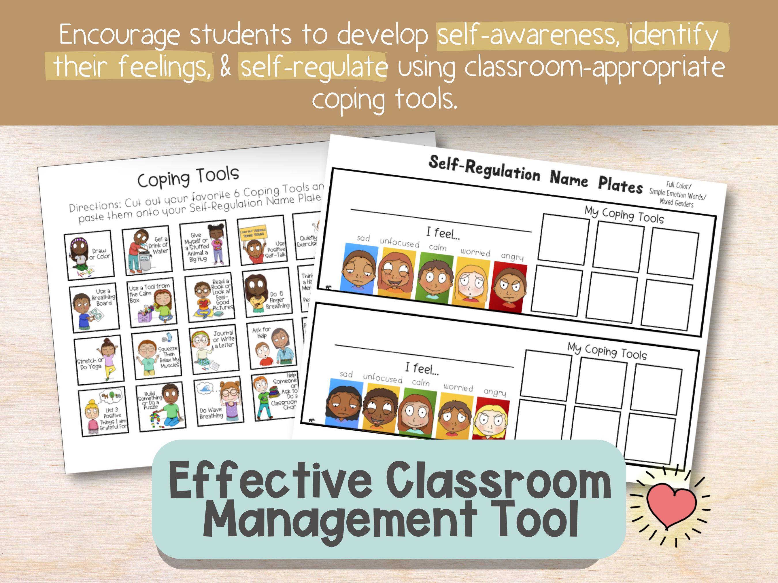 Self-regulation Desk Name Tags: Emotional Check-in, Coping Tools ...