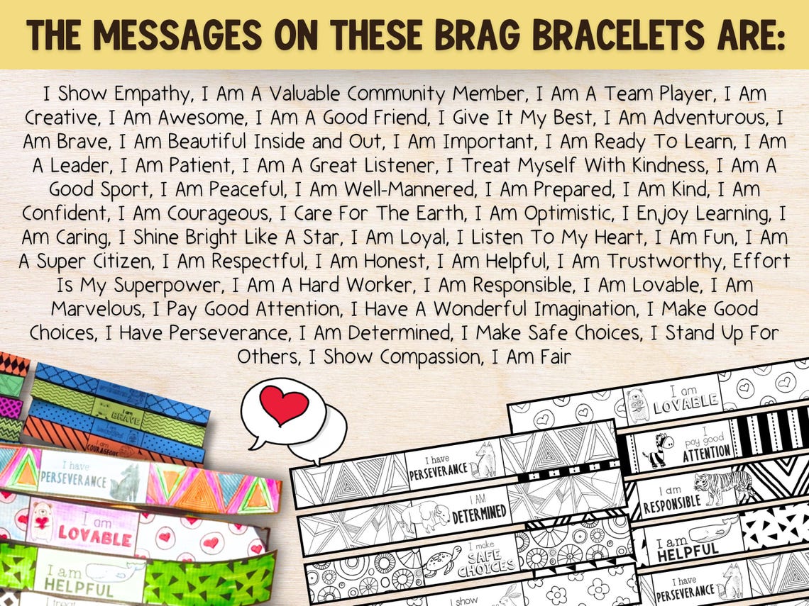 Brag Bracelets - Character Traits, Affirmations & Positive ...