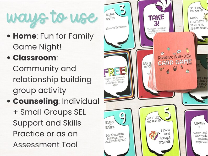 Positive Self-talk Card Game: SEL Therapy for Kids & Teens (digital ...