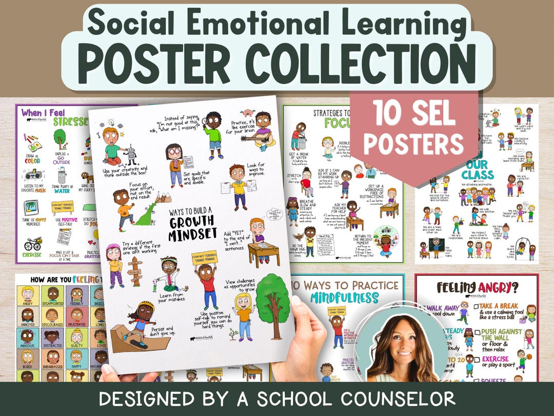 SEL Classroom Poster Bundle: Growth Mindset, Coping Skills (digital ...