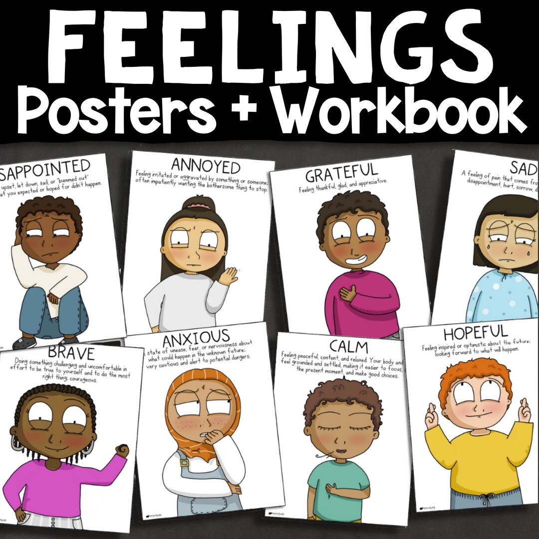 Multicultural Feelings Posters for Kids, Emotion Workbook, SEL Visual ...