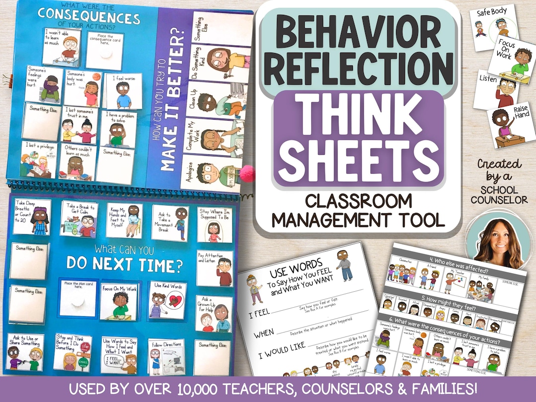 Behavior Reflection Think Sheets: Classroom Management Tools (PDF) - Etsy