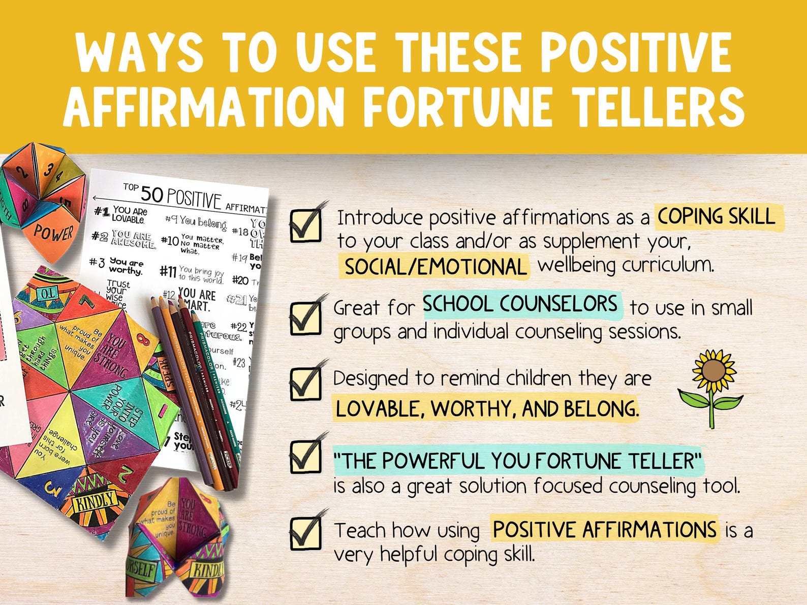 Positive Affirmation Activity for Kids, Counseling Lesson, Self Esteem ...