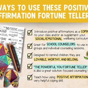 Positive Affirmation Activity for Kids, Counseling Lesson, Self Esteem ...