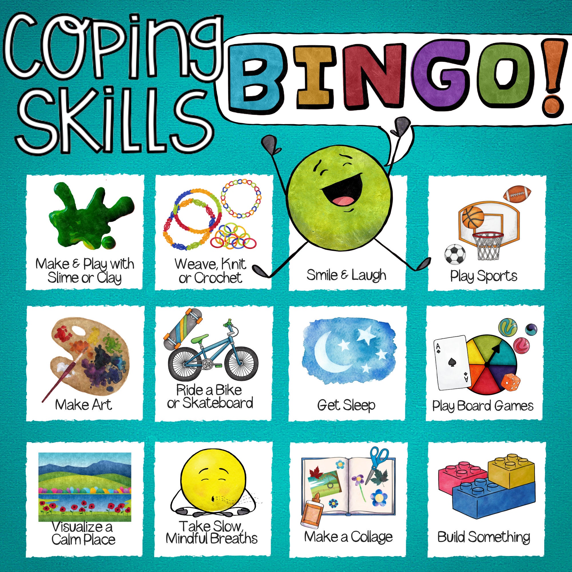 Coping Skills BINGO Game - Stress Management SEL Activity, Counseling ...