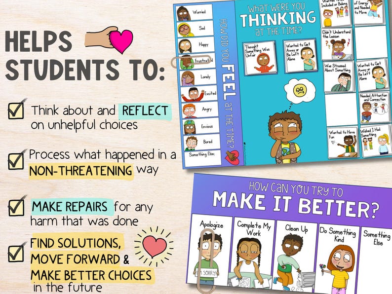 Behavior Reflection Think Sheets: Classroom Management Tools (PDF) - Etsy