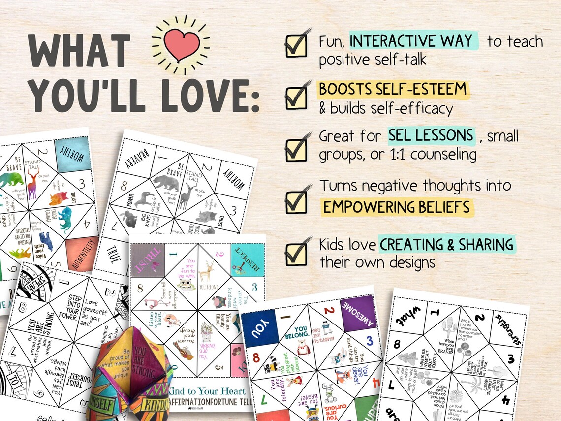 Positive Affirmation Activity for Kids, Counseling Lesson, Self Esteem ...