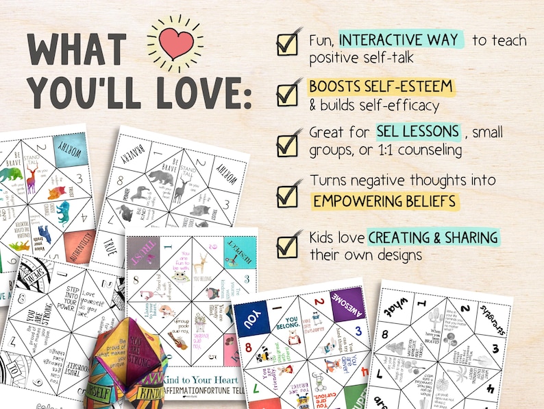 Positive Affirmation Activity for Kids, Counseling Lesson, Self Esteem ...