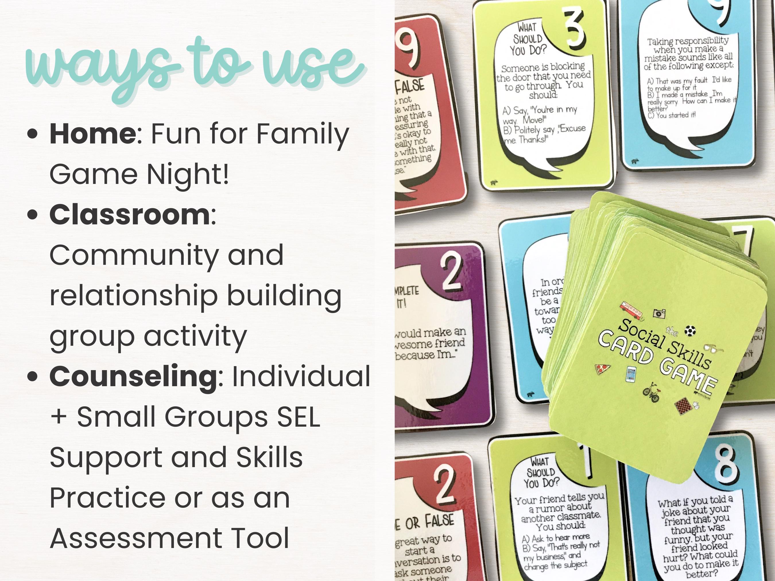 Social Skills Card Game, Therapy for Kids and Teens (digital ...
