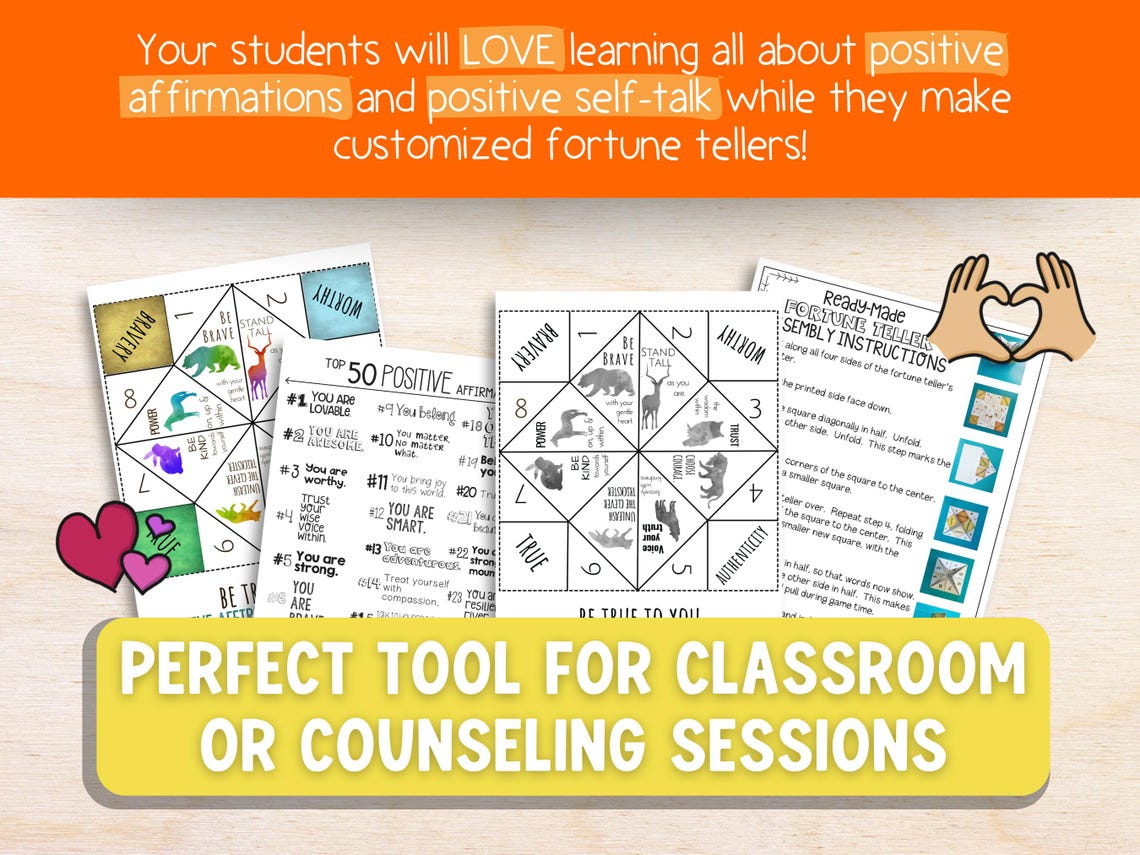 Positive Affirmation Activity for Kids, Counseling Lesson, Self Esteem ...