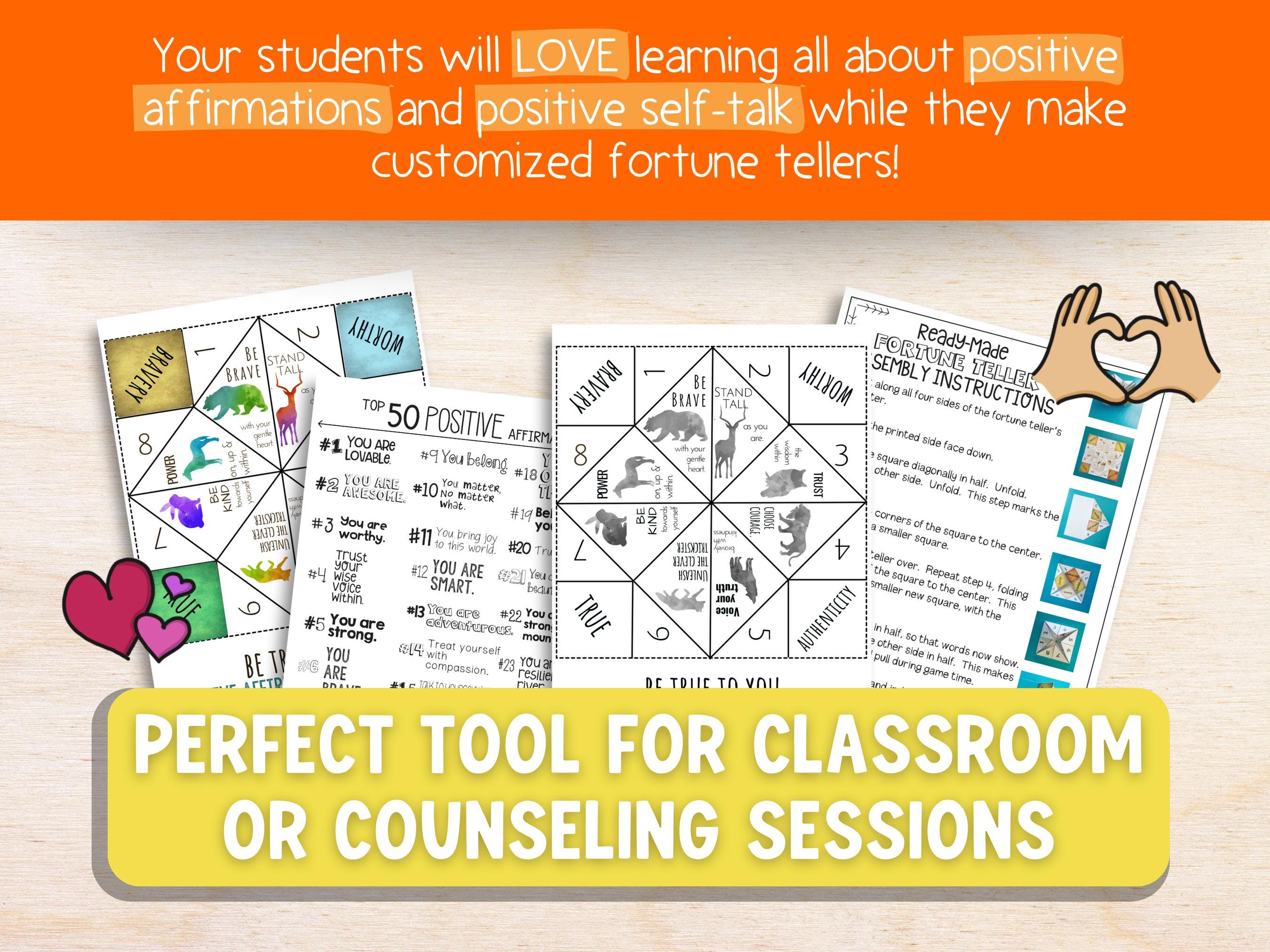 Positive Affirmation Activity for Kids, Counseling Lesson, Self Esteem ...